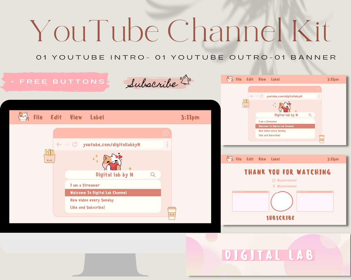 Editable Animated Youtube Intro Outro Youtube Banner Custom - Etsy
