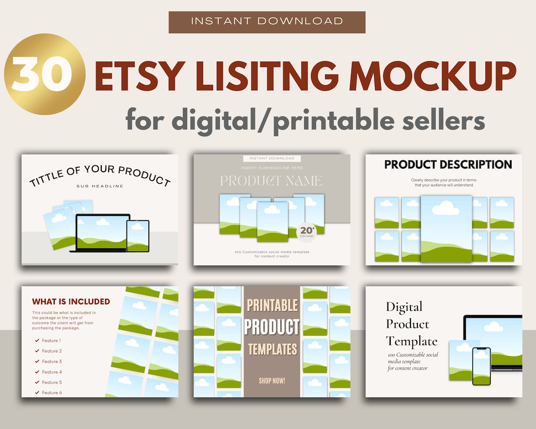 Etsy Listing Mockup Template: Canva Product Mockups (digital Download ...