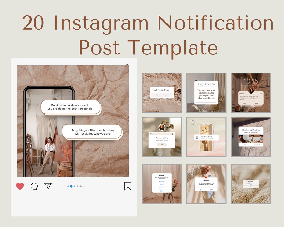 20 Instagram Notification Post, Social Media Reminder, Aesthetic ...