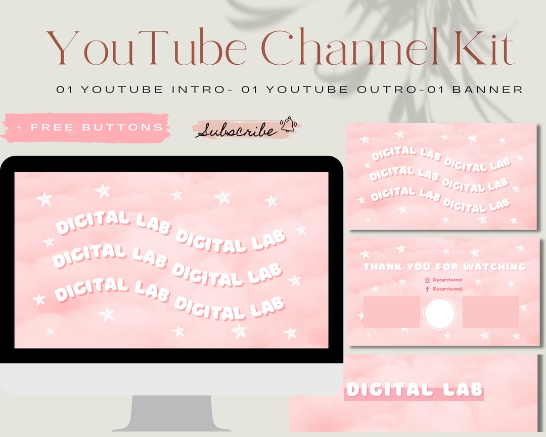 Aesthetic Custom Animated Youtube Intro, Youtube Outro, Youtube Banner, Template Canva Editable ...