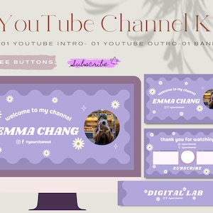 Custom Animated Youtube Intro, Youtube Outro, Youtube Banner, Template Canva Editable, Aesthetic ...