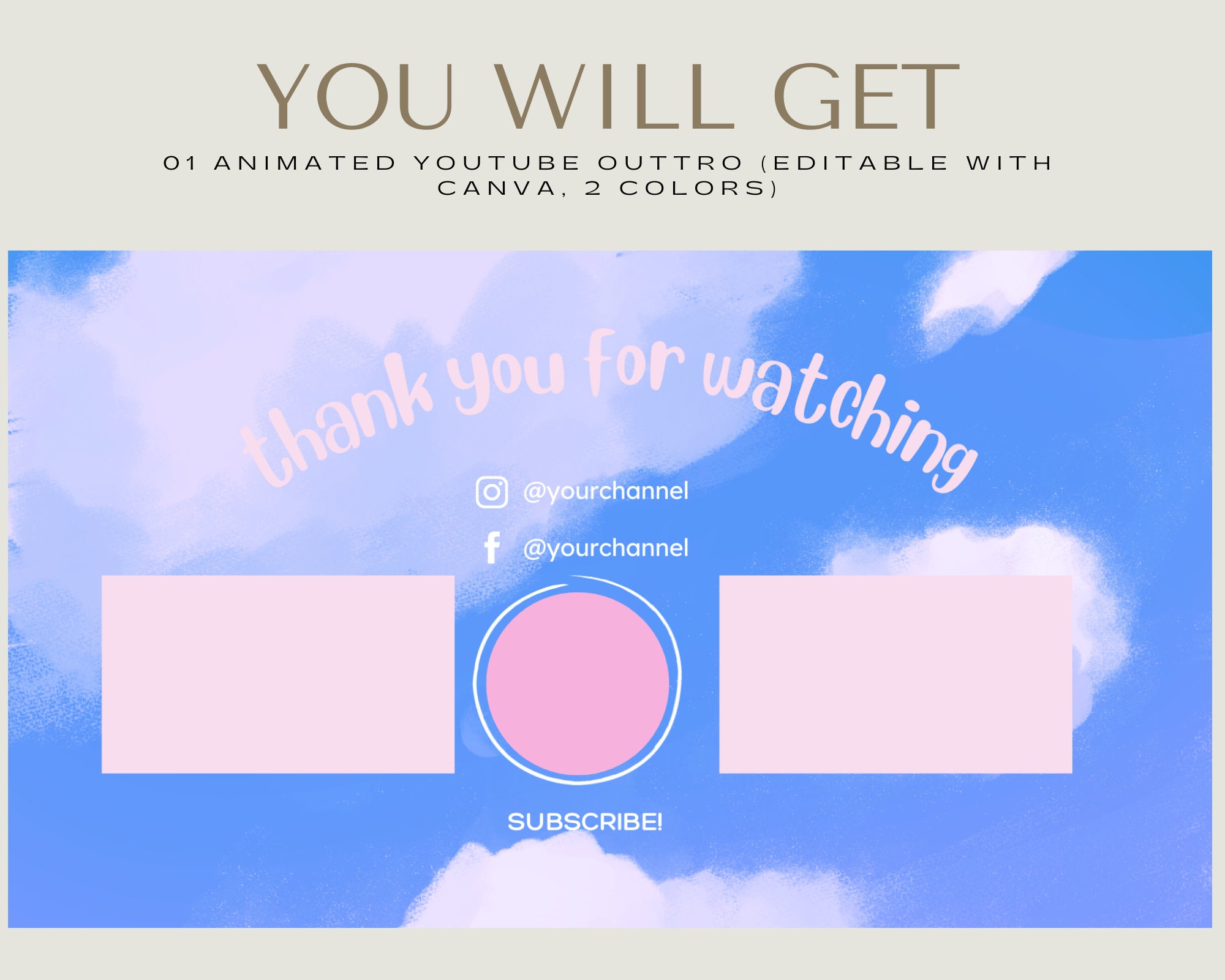 Editable Animated Youtube Intro Outro Youtube Banner Custom - Etsy