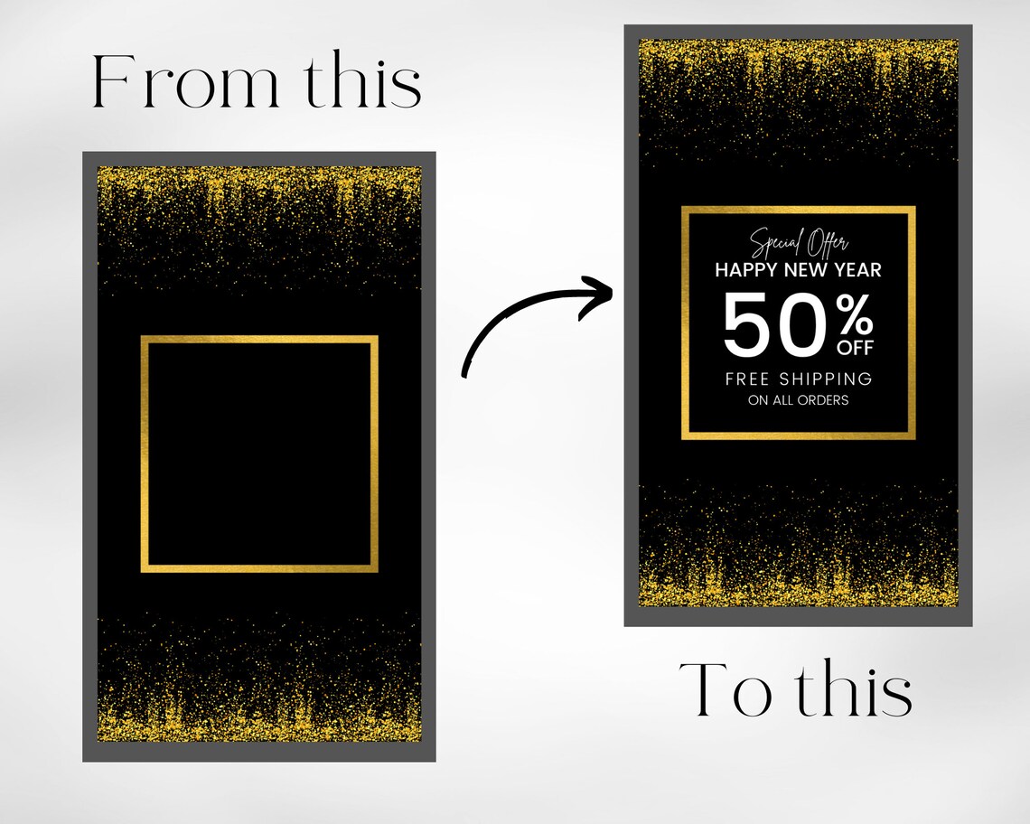 20 Gold & Black Instagram Story Templates Premium Golden | Etsy