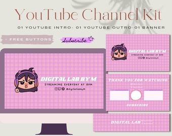 Editable Animated Youtube Intro Outro Youtube Banner Custom - Etsy