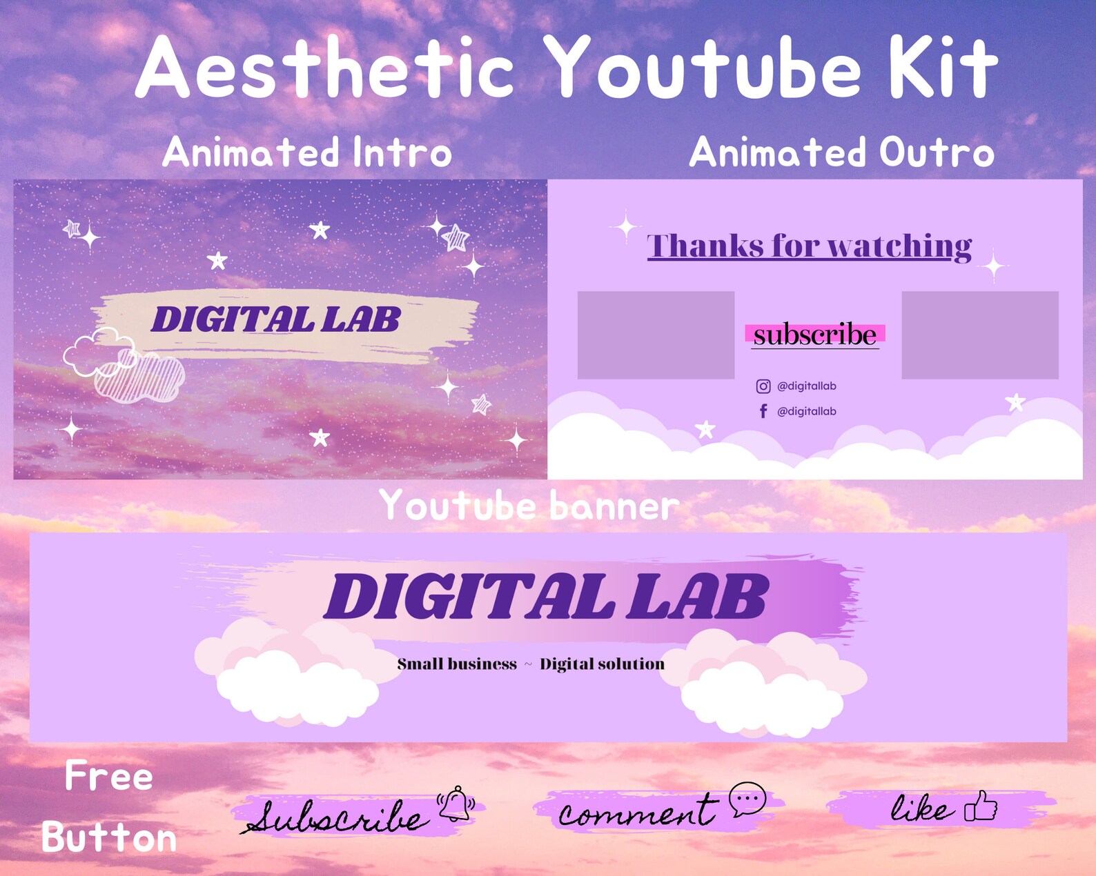 Custom Animated Youtube Intro Youtube Outro Youtube Banner - Etsy