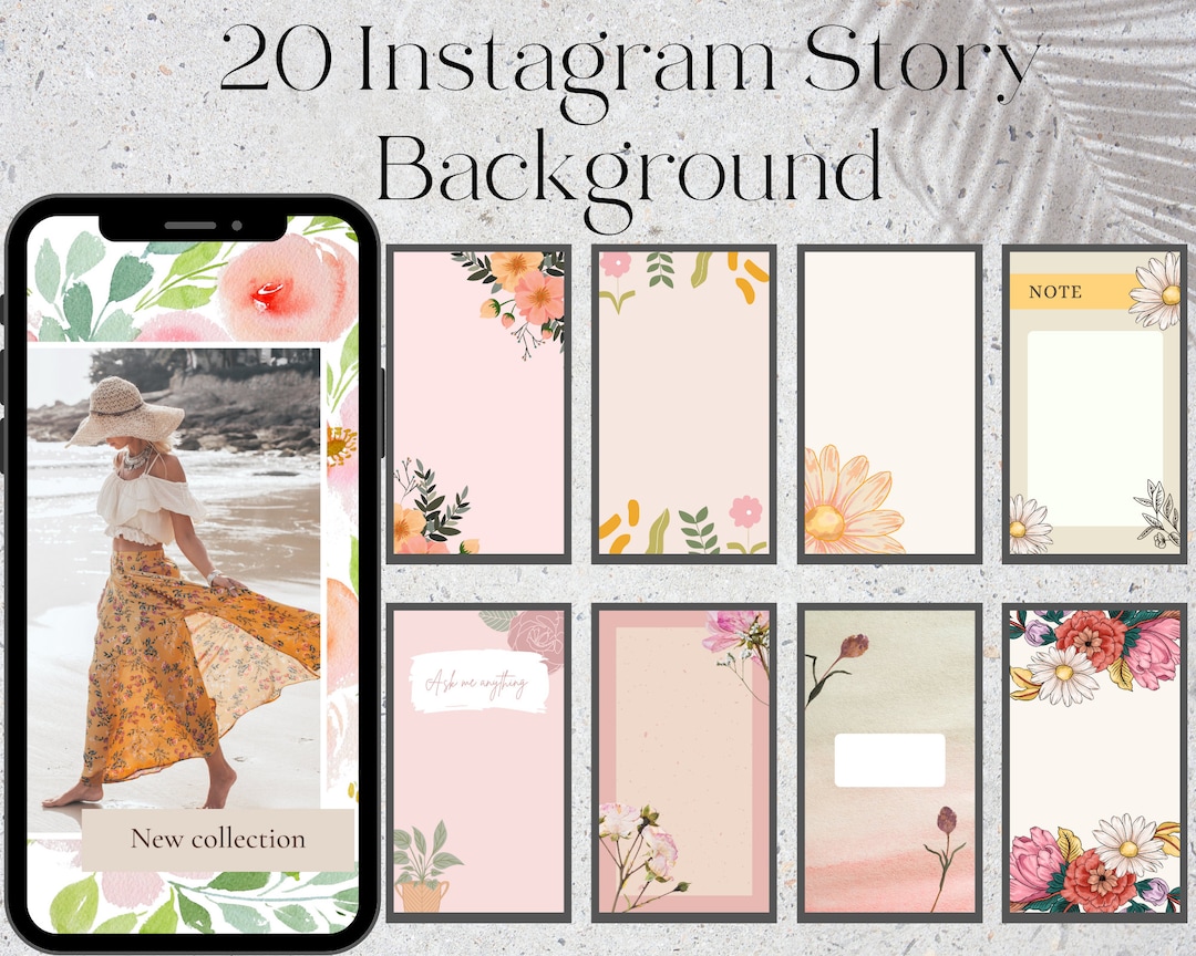 Floral Instagram Story Templates, Aesthetic Backgrounds (digital ...