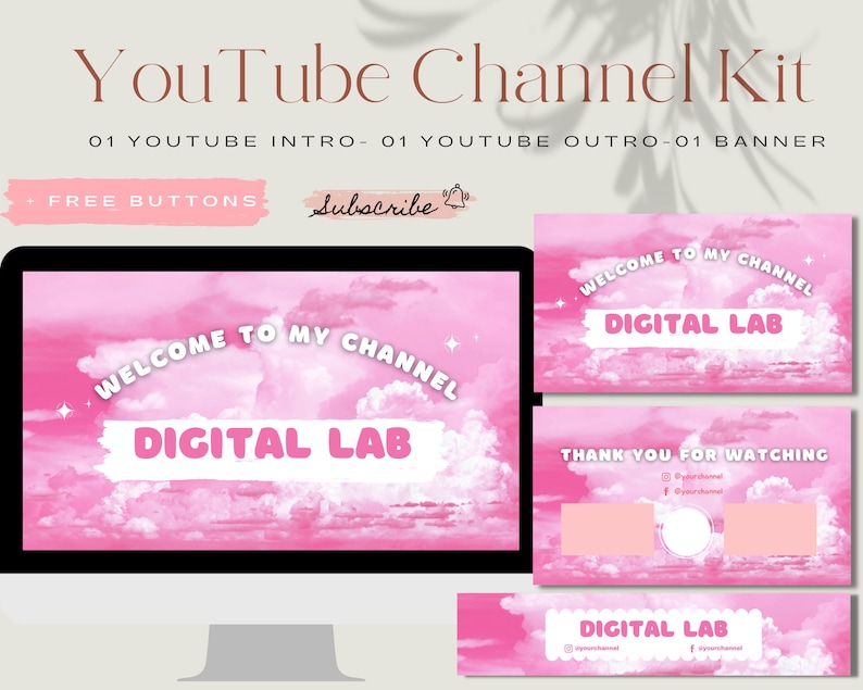 Editable Animated Youtube Intro Outro Youtube Banner Custom - Etsy