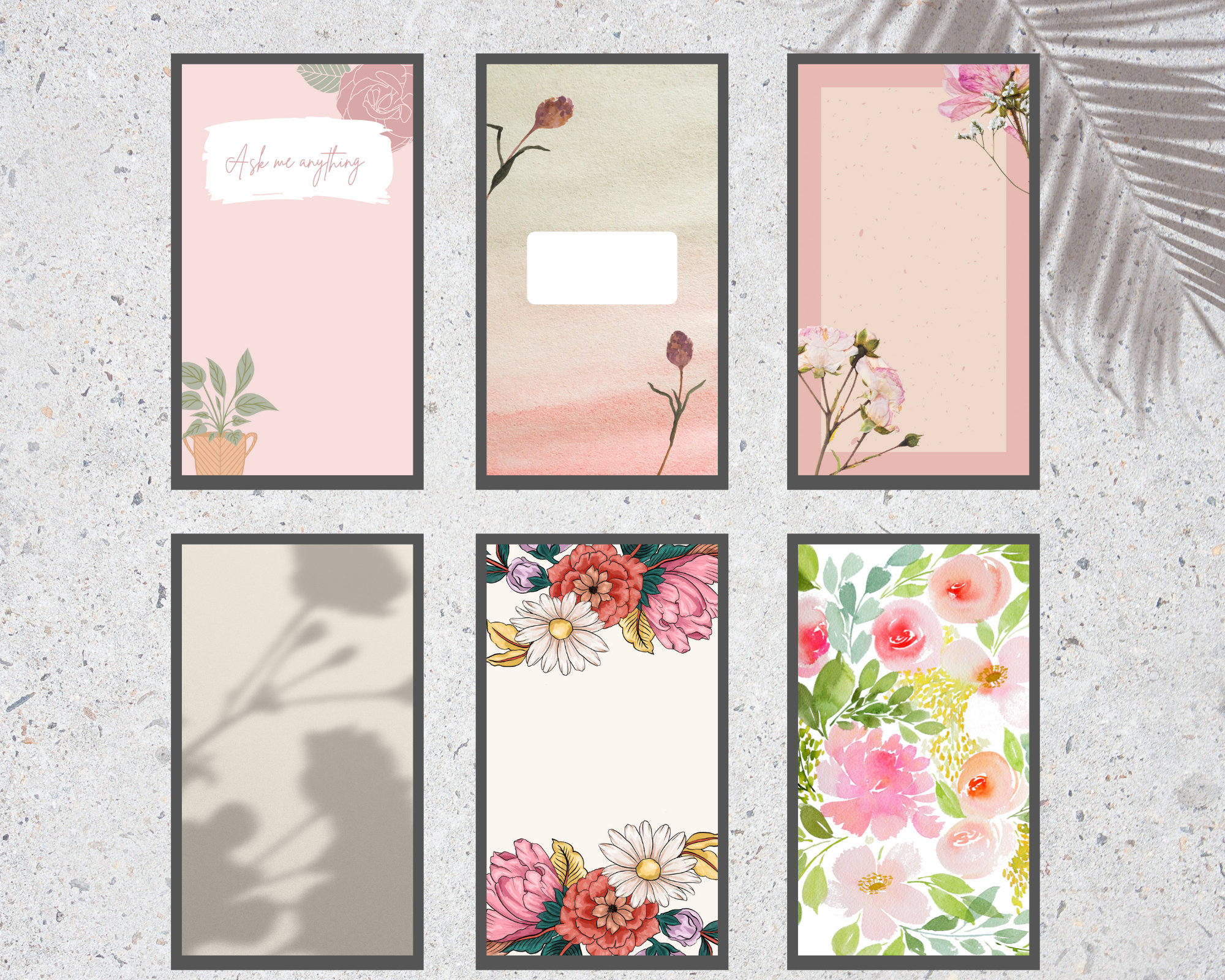 Floral Instagram Story Templates, Aesthetic Backgrounds (digital ...