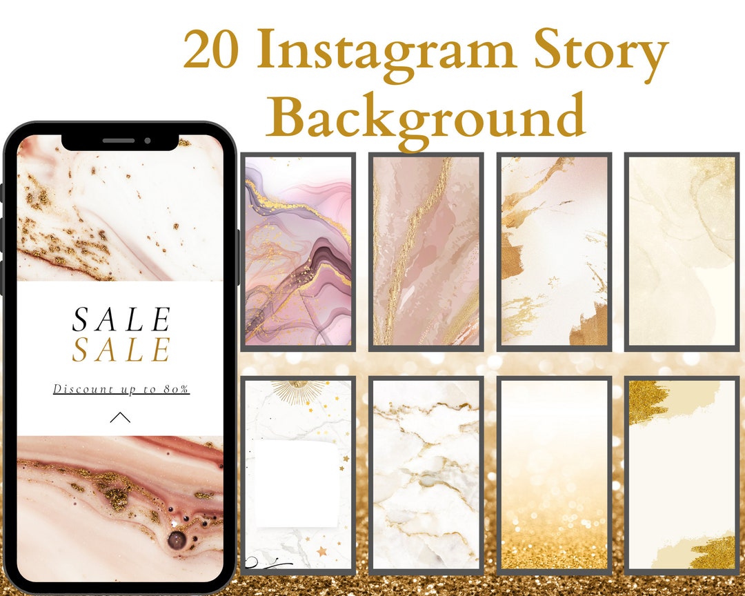 Gold Marble Instagram Story Templates, Luxury Backgrounds (PNG Digital ...