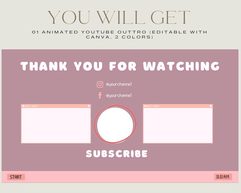 Editable Animated Youtube Intro Outro Youtube Banner Custom | Etsy