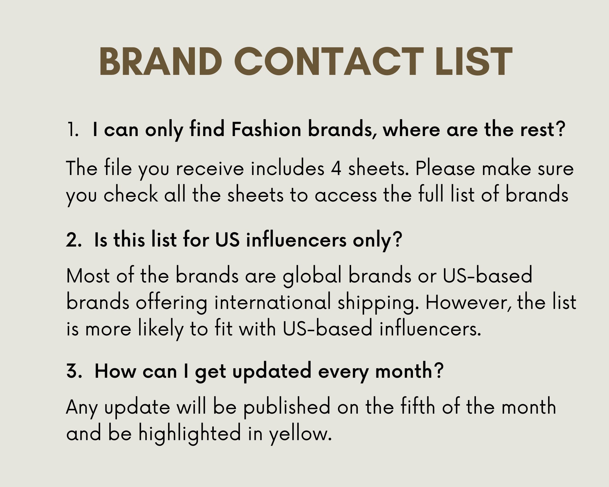 Influencer Starter Kit Brand Email List Media Kit Contact - Etsy