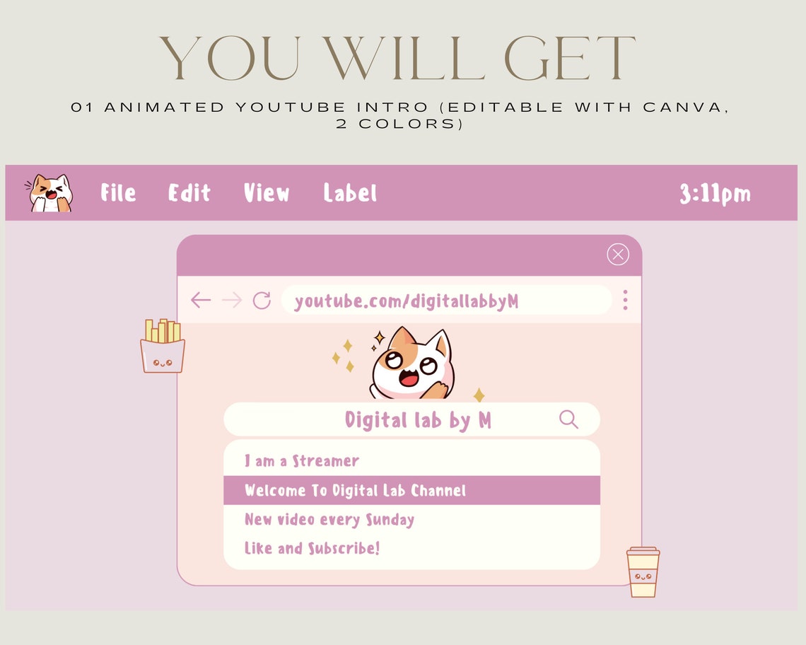 Editable Animated Youtube Intro Outro Youtube Banner Custom - Etsy