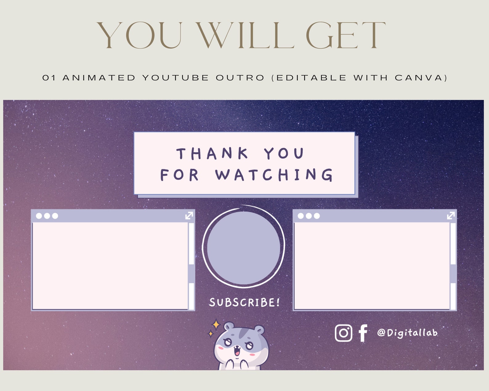 Custom Animated Youtube Intro Youtube Outro Youtube Banner | Etsy