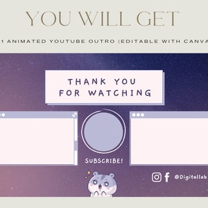 Custom Animated Youtube Intro, Youtube Outro, Youtube Banner, Template Canva Editable, Aesthetic ...
