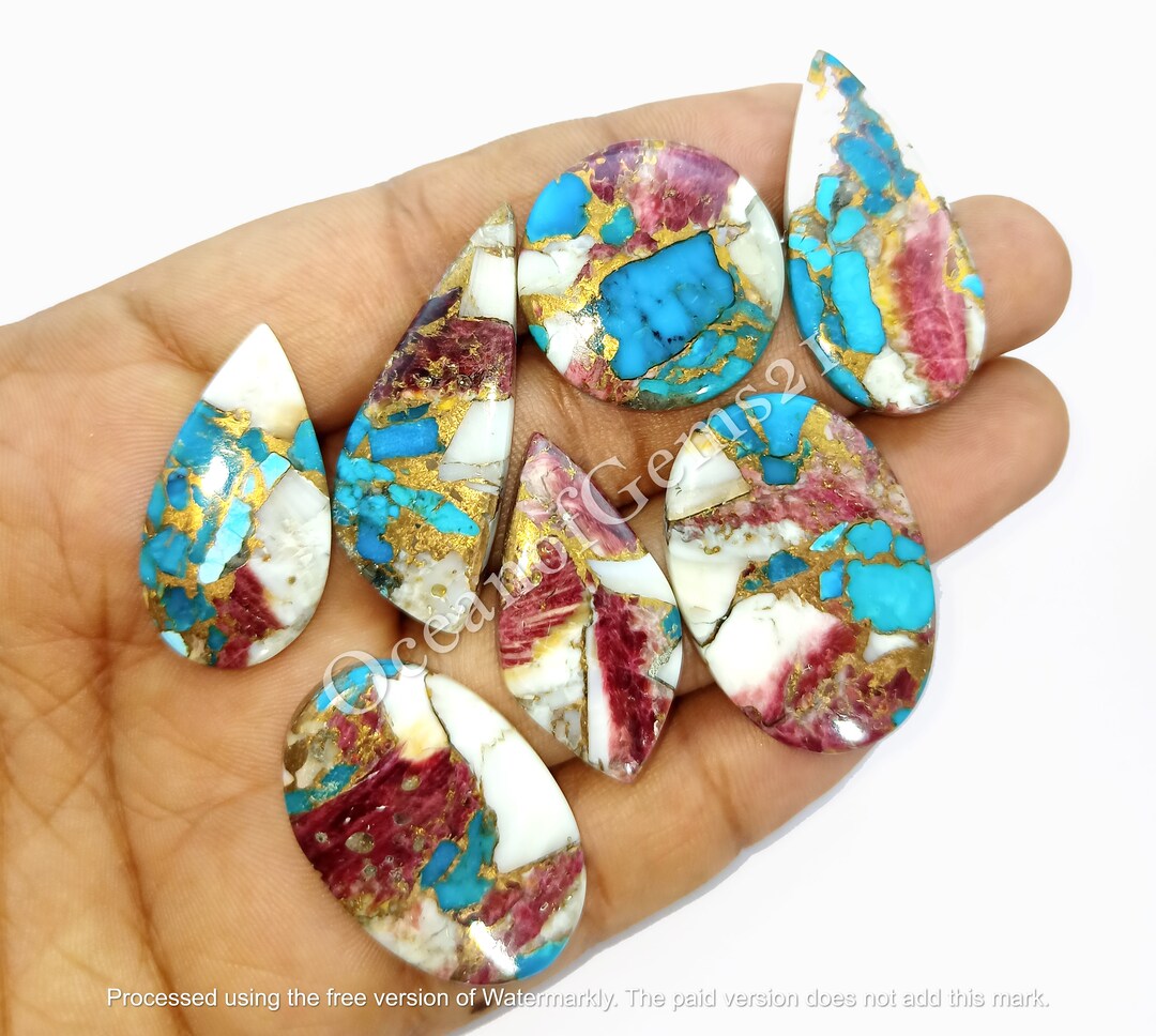 Ruby Copper Mohave Turquoise Ruby Gemstone Cabochon - Copper Mohave ...