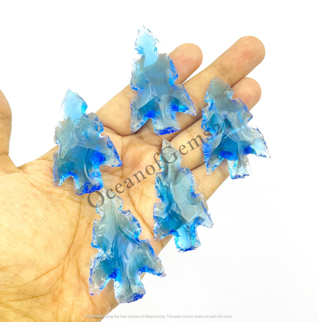 Blue Topaz Arrowhead, Blue Topaz Man-made Stone - Double Cut Arrowhead ...