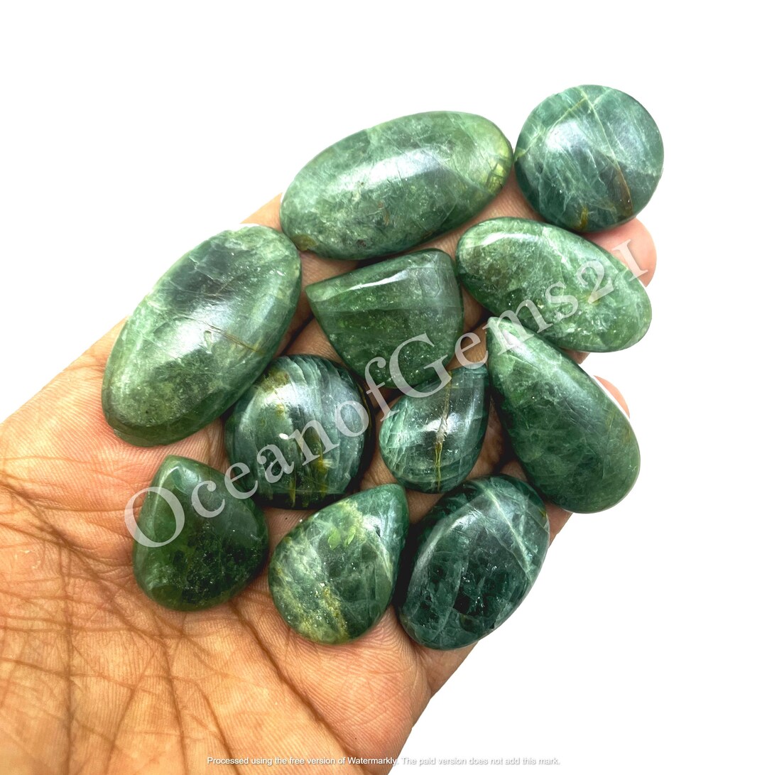 Natural Green Apatite Gemstone Cabochon - Green Apatite Jewelry ...