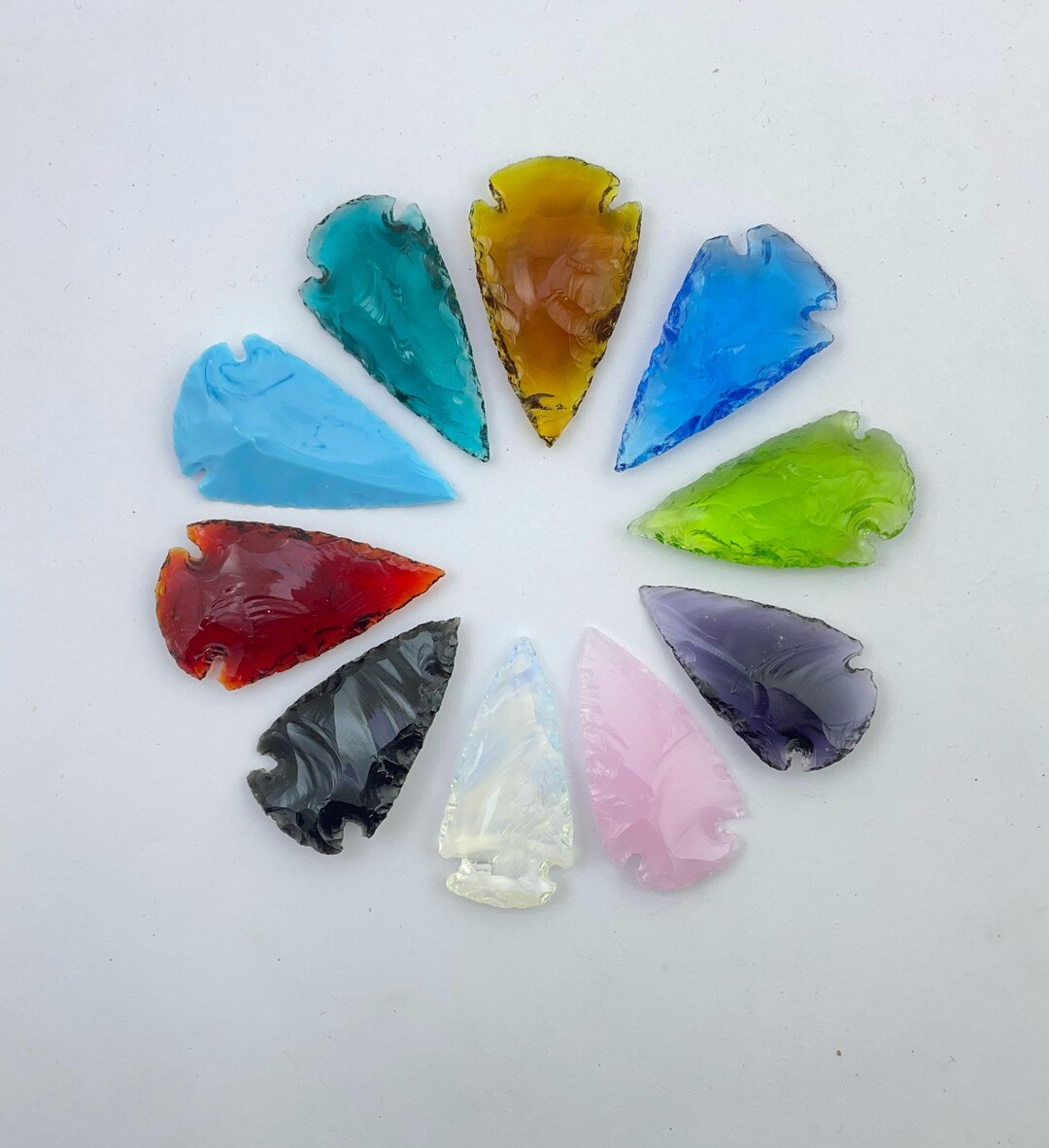 10 Piece Multi Color Mix Stone Arrowhead, Manmade Arrowhead / Aero Head ...