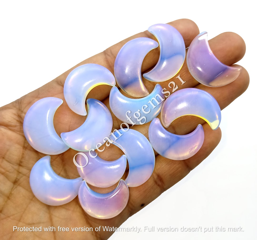Blue Opalite Crescent Moon Gemstone Cabochon - Moon Shape Stone ...