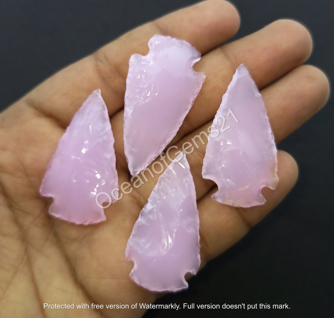 Rose Quartz Arrowhead, Rose Quartz Heated, Glass Stone Arrowhead - Aero ...