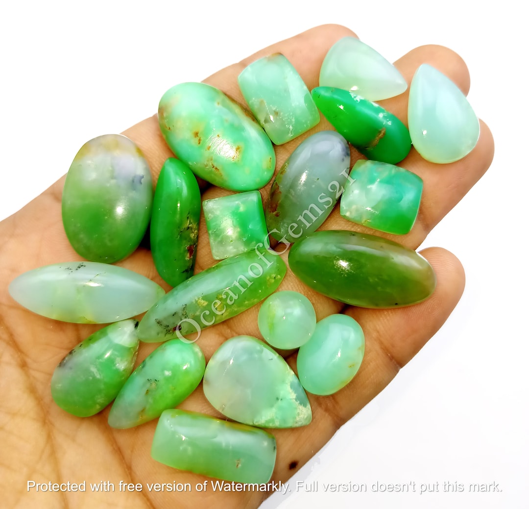 Natural Green Chrysoprase Gemstone Cabochon, Mix Chrysoprase Lot ...
