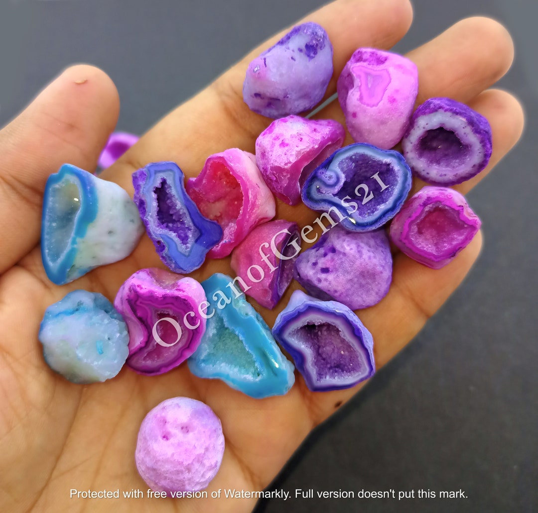 Geodes Bowls - Multi Color Mini Geodes Dyed, Gemstone Cabochon, Sliced ...