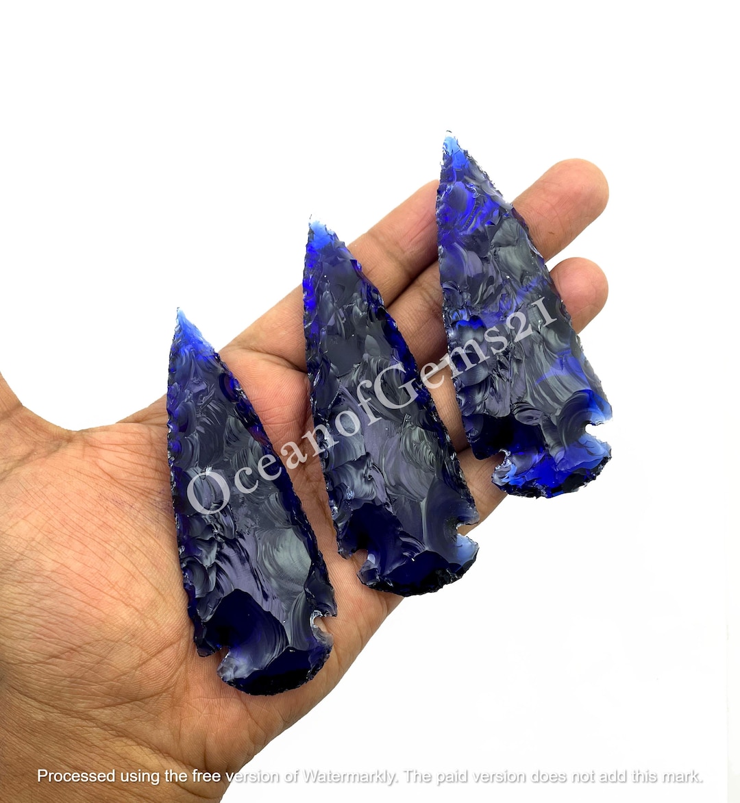 3-4 Inch Blue Sapphire Arrowhead Glass Stone - Man-made - BS Arrowhead ...