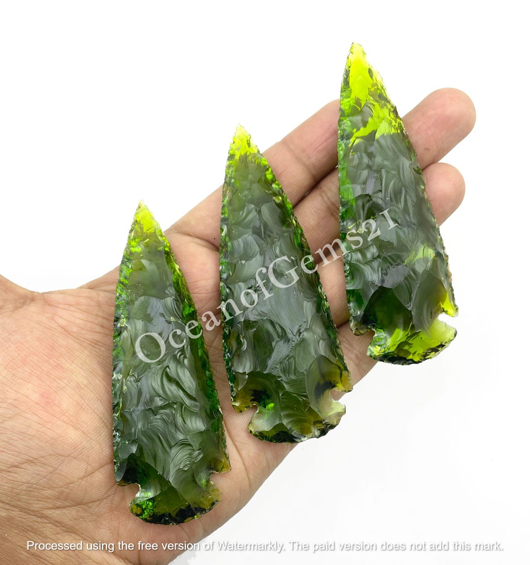 3-4 Inch Peridot Arrowhead, Peridot Man-made Stone - Peridot Cabochon ...
