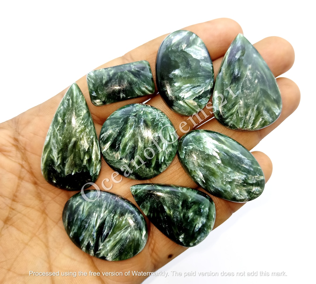 Natural Green Seraphinite Cabochon Gemstones, Seraphinite for Making ...