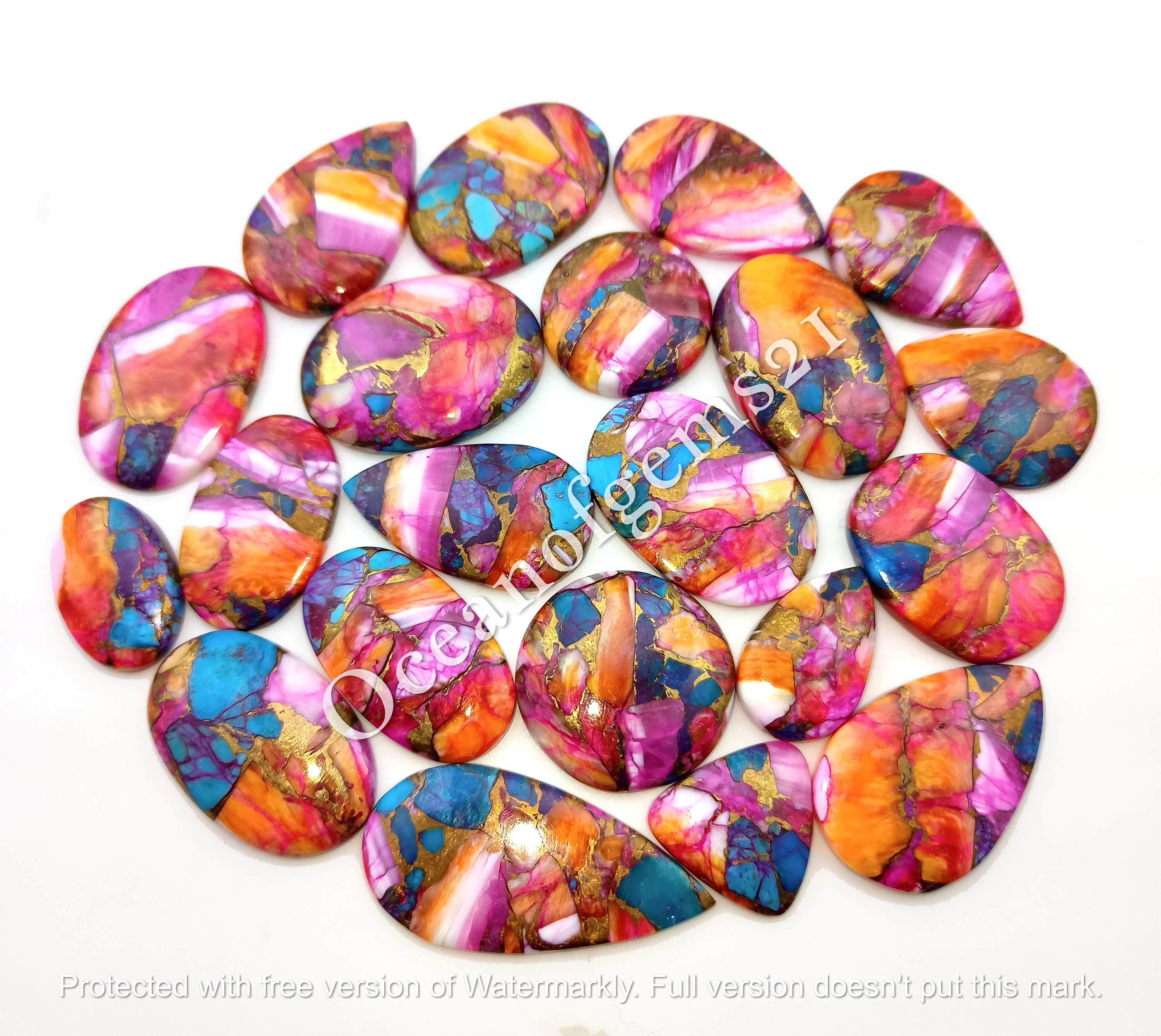 Pink Copper Mohave Turquoise Gemstone Cabochon - Copper Mohave ...