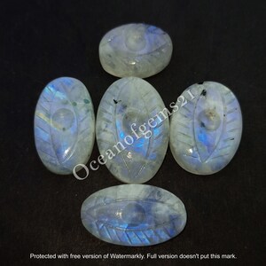 Natural Rainbow Moonstone Eye Shape Carved Gemstone, Blue Moonstone Eye ...