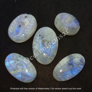 Natural Rainbow Moonstone Eye Shape Carved Gemstone, Blue Moonstone Eye ...