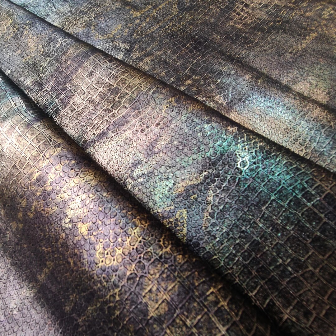Rainbow Iridescent Metallic Snake Print Leather Sheets, Colorful ...