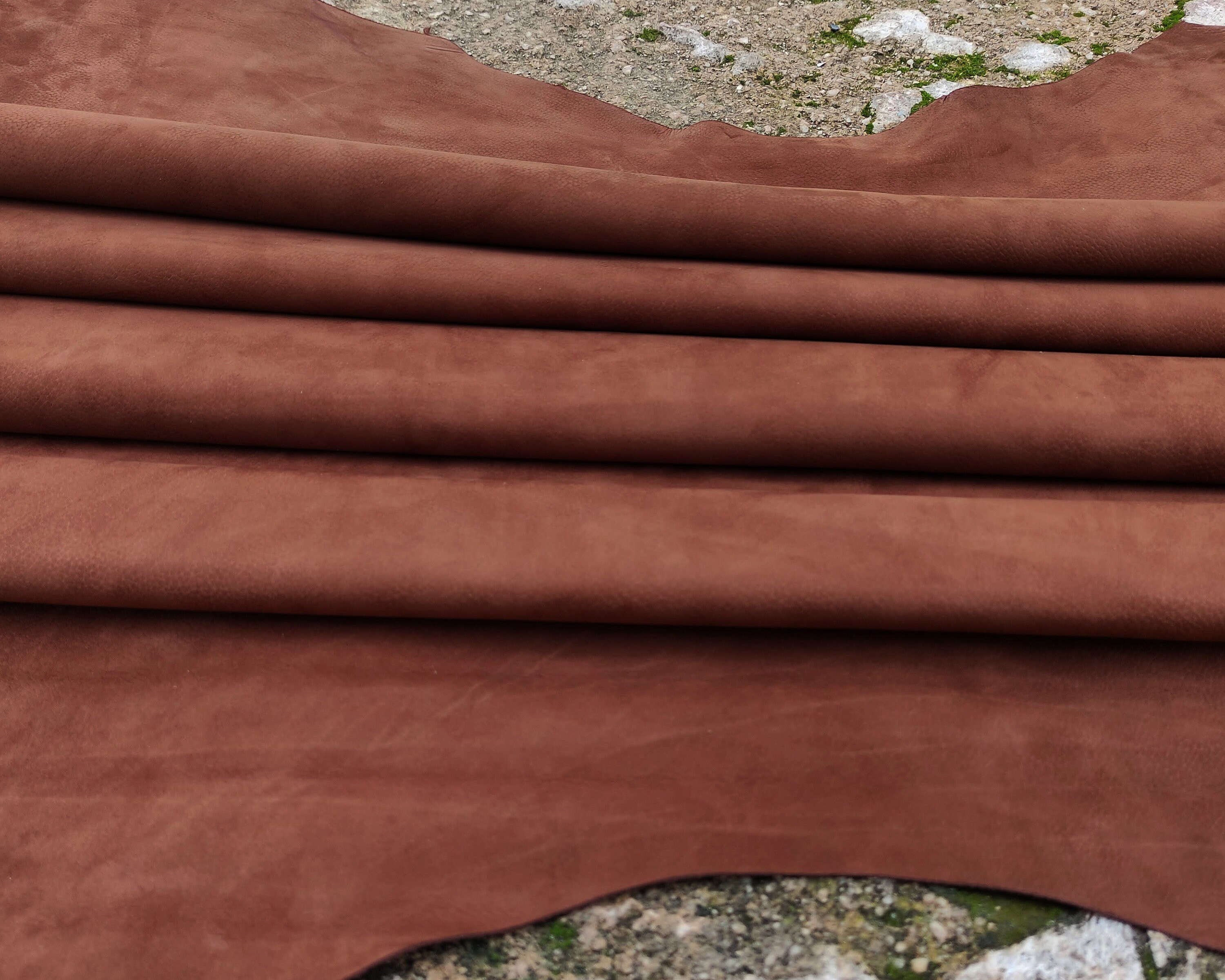 Brown Full Grain Nubuck Calfskin, Soft Calf Leather Hide, Italian ...