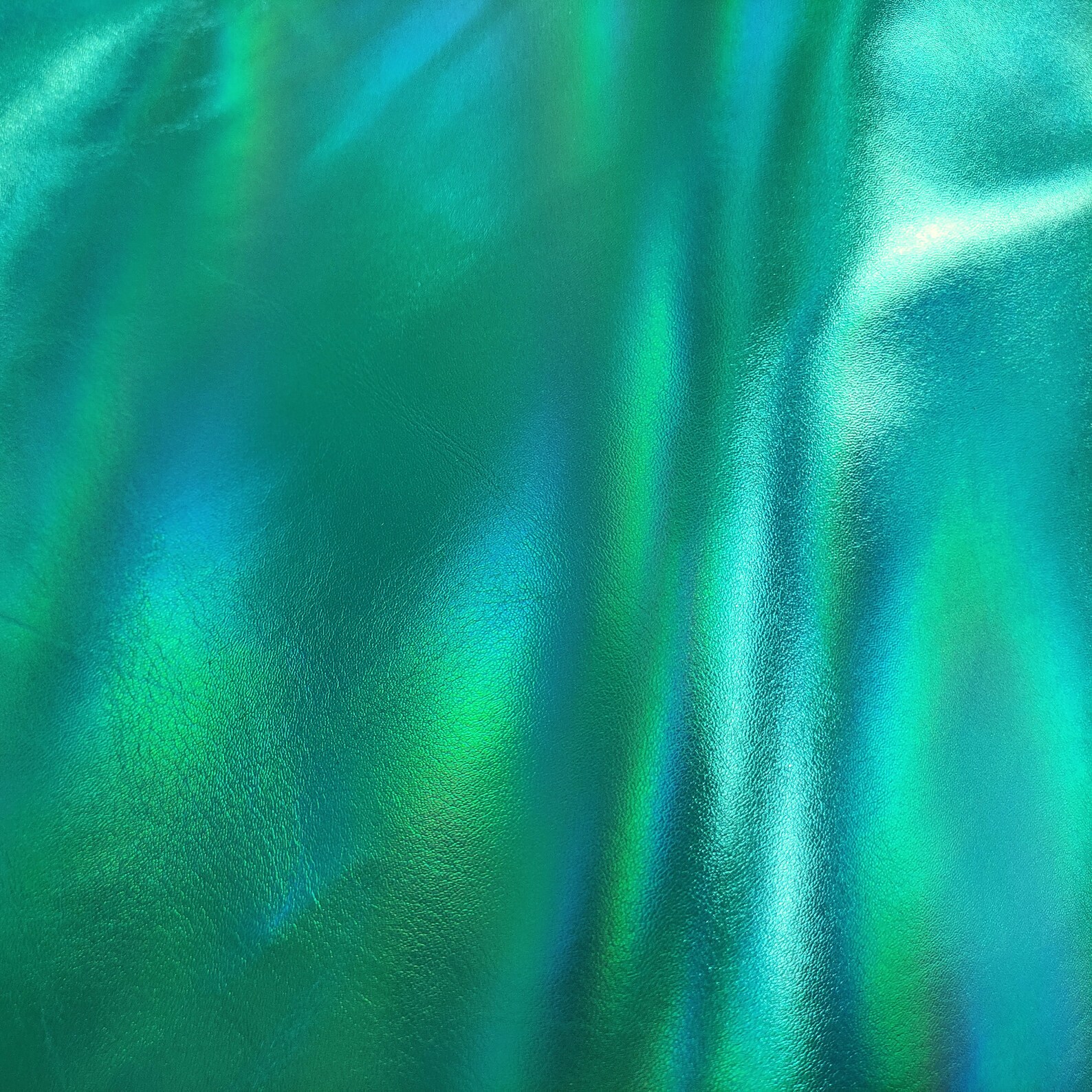 Turquoise Rainbow Iridescent Sheep Leather, Metallic Lamb Fabric ...