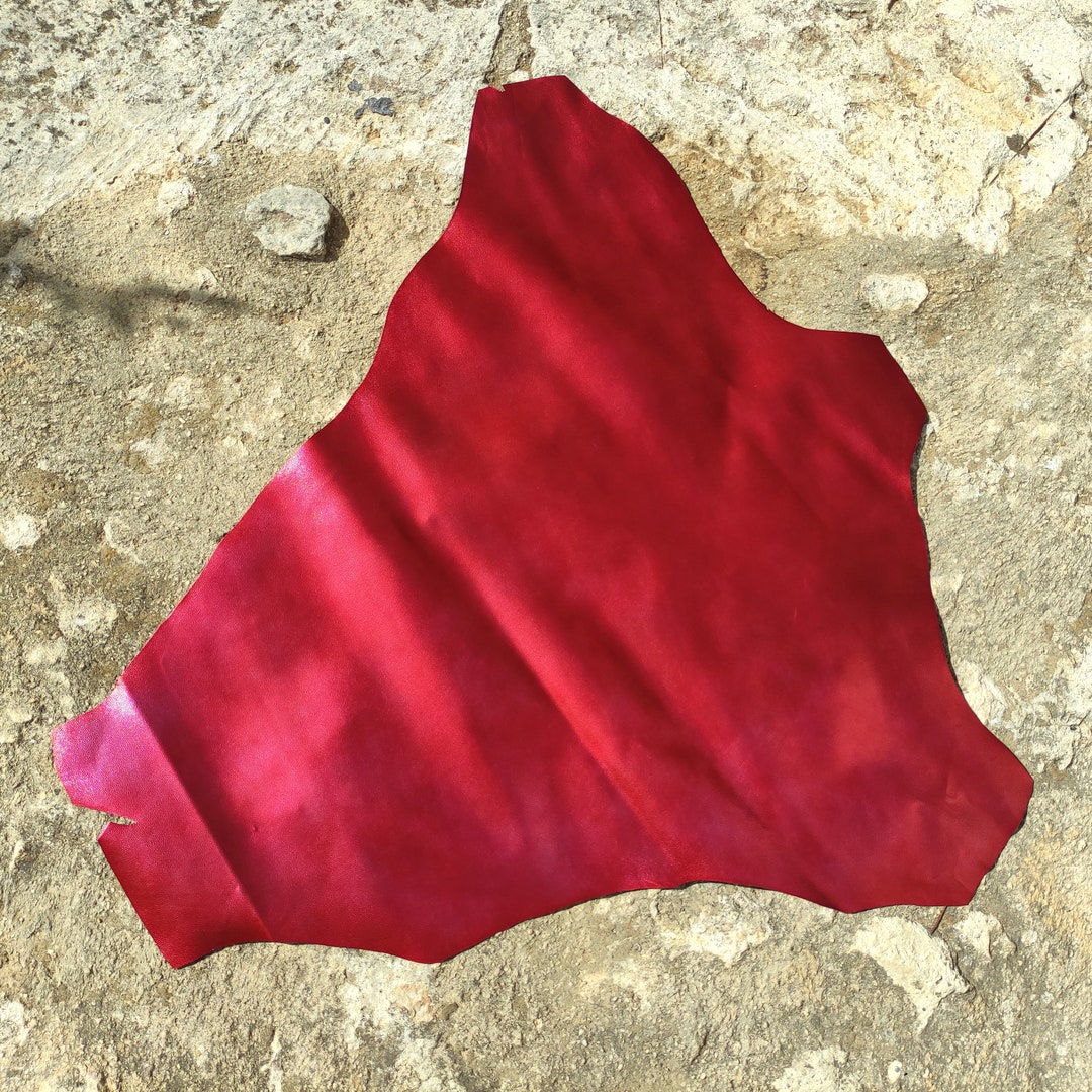 Metallic Red Embossed Kangaroo Hides, Caviar Textured Genuine Italian ...