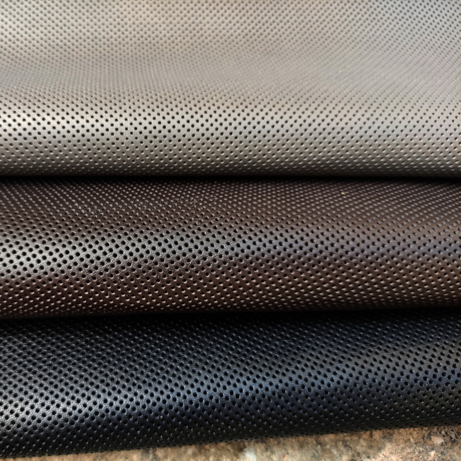 Italian Perforated Kangaroo Hides in Black Gray and Brown, Full Grain ...