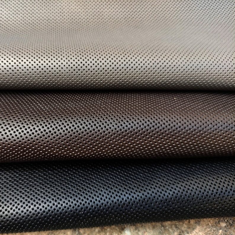 Italian Perforated Kangaroo Hides in Black Gray and Brown, Full Grain ...