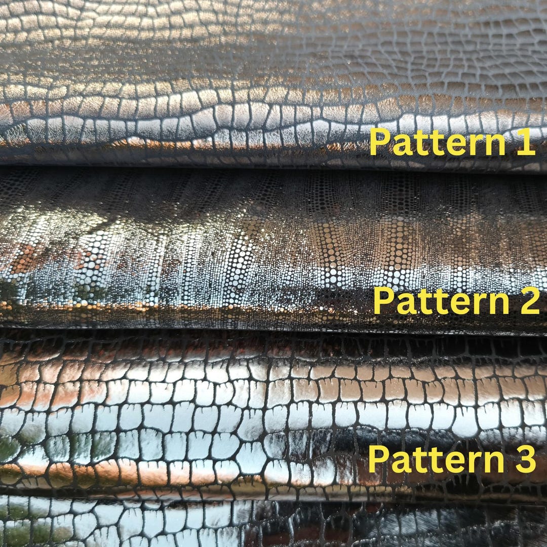 Silver Reptile Textured Kangaroo Pieces, Thin Metallic Hides for ...