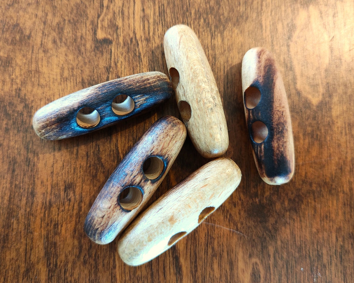 Olive Wood burned 40mm Toggle Buttons for Coats - Etsy