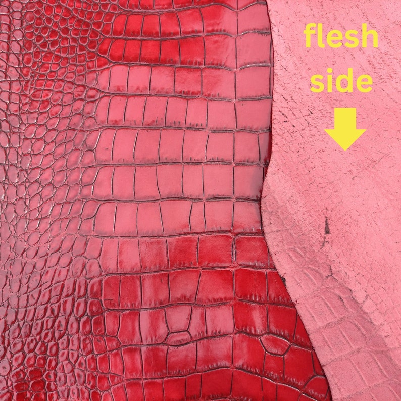 Red Crocodile Embossed Veg Tan Italian Leather, 0.8-1mm - Etsy