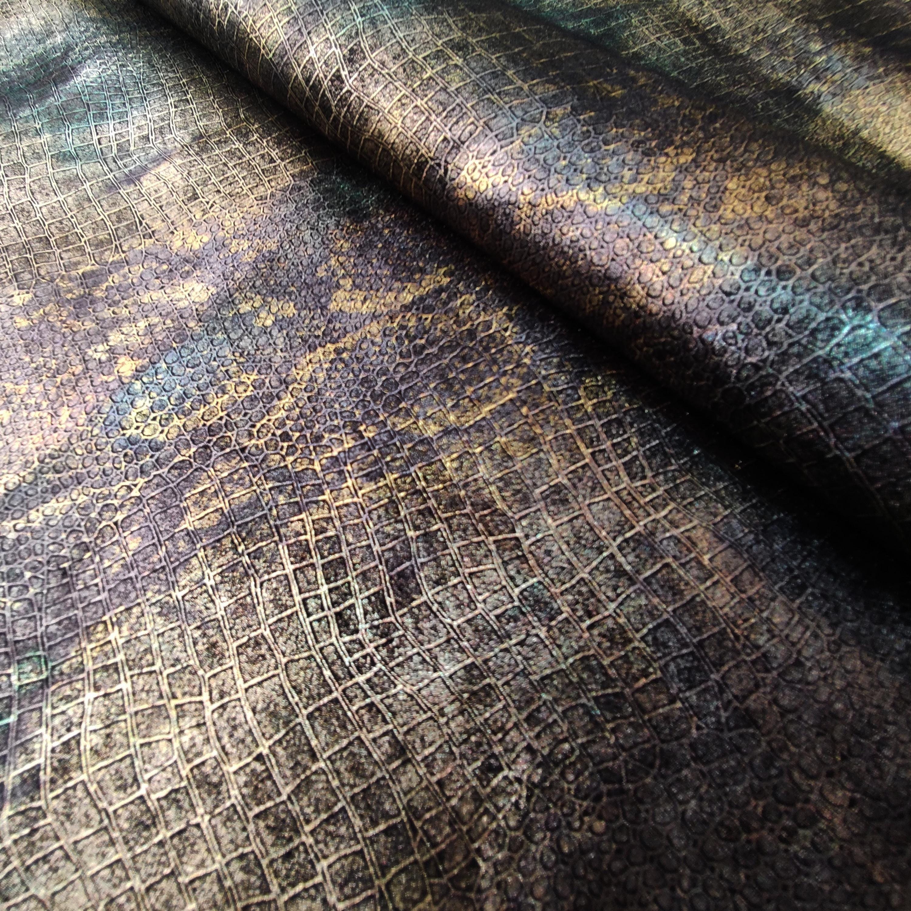 Rainbow Iridescent Metallic Snake Print Leather Sheets, Colorful ...