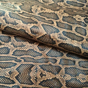 Brown Python Embossed Veg Tan Goat Hide, Snake Textured Genuine Leather ...