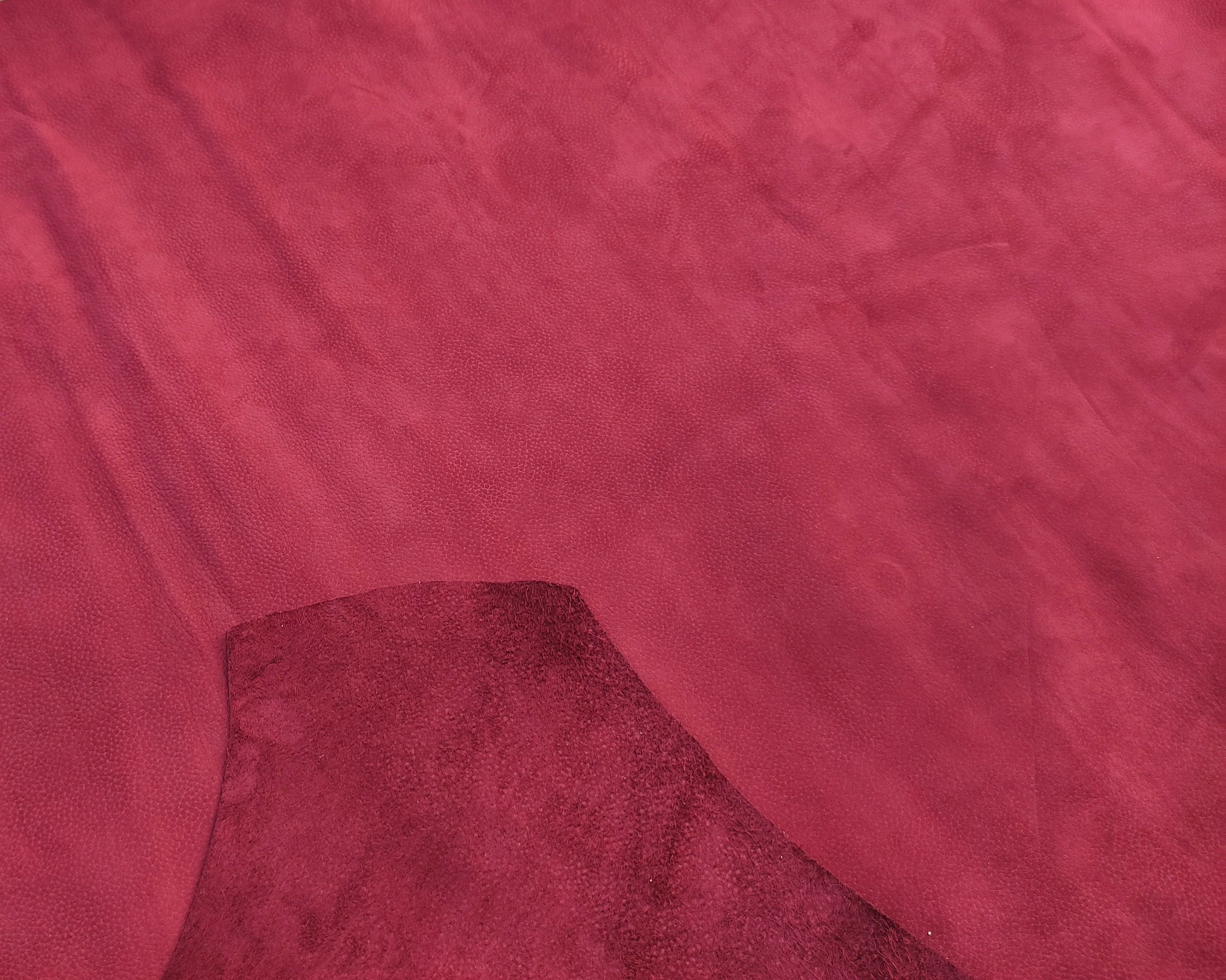 Burgundy Red Italian Calf Leather, Soft Full Grain Whole Cow Hide 0.8-0 ...