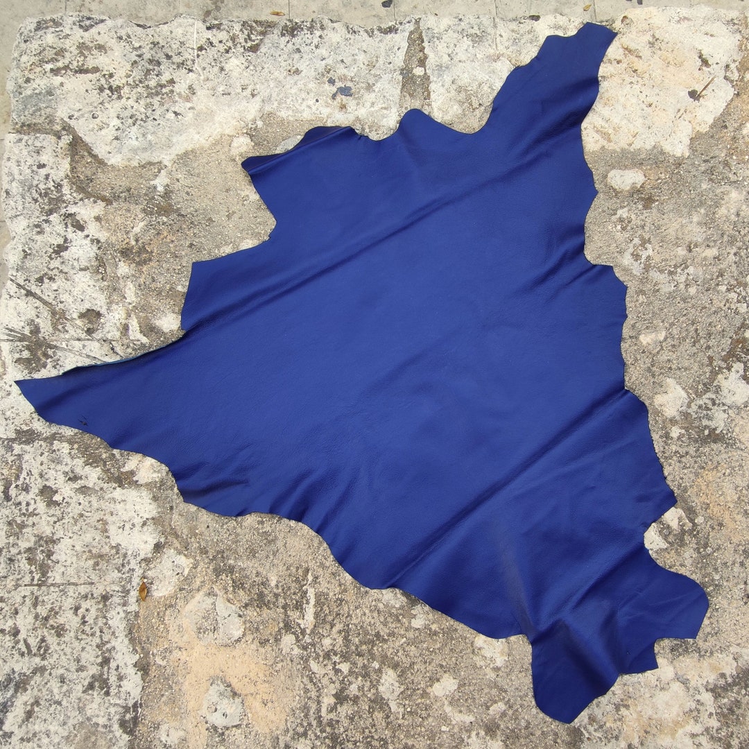 Deep Blue Kangaroo Leather Hide, Full Grain Veg Tan Luxury Soft and ...