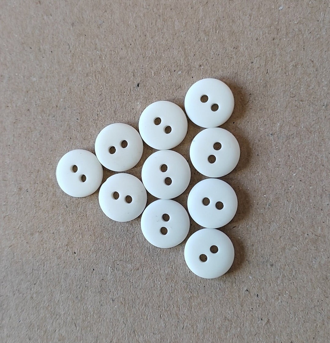 Small Round Matte White Plastic Buttons With 2 Holes, Sewing Craft ...