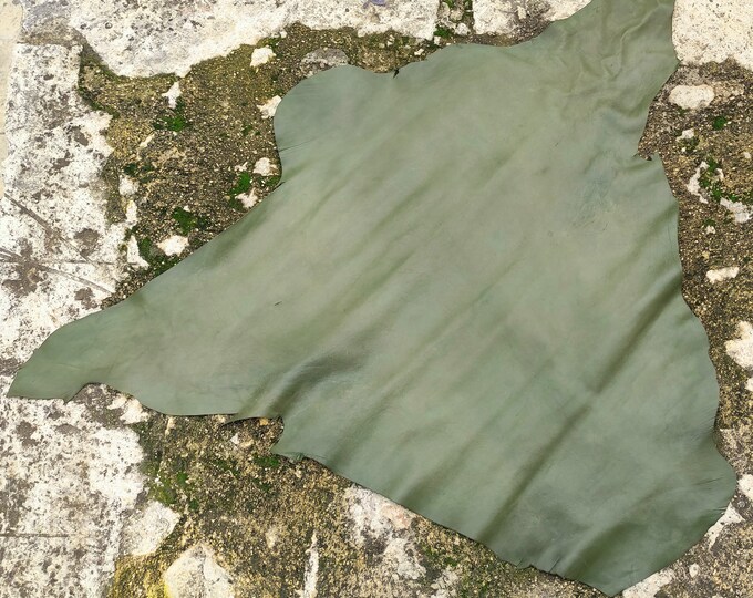 Green Veg Tan Soft Kangaroo Leather Hide, Full Grain Khaki Italian ...