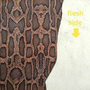 Brown Python Embossed Veg Tan Goat Hide, Snake Textured Genuine Leather ...