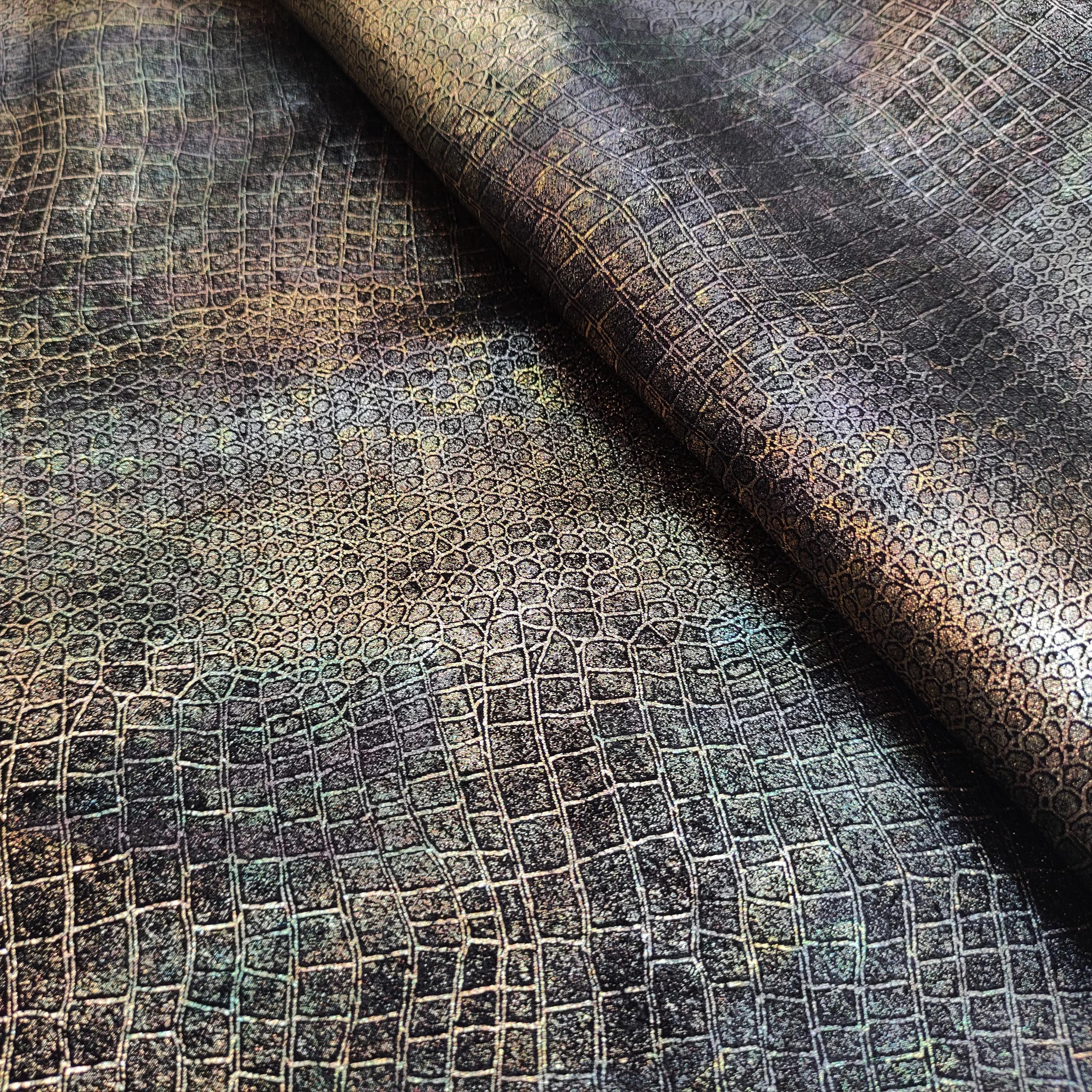 Rainbow Iridescent Metallic Snake Print Leather Sheets, Colorful ...