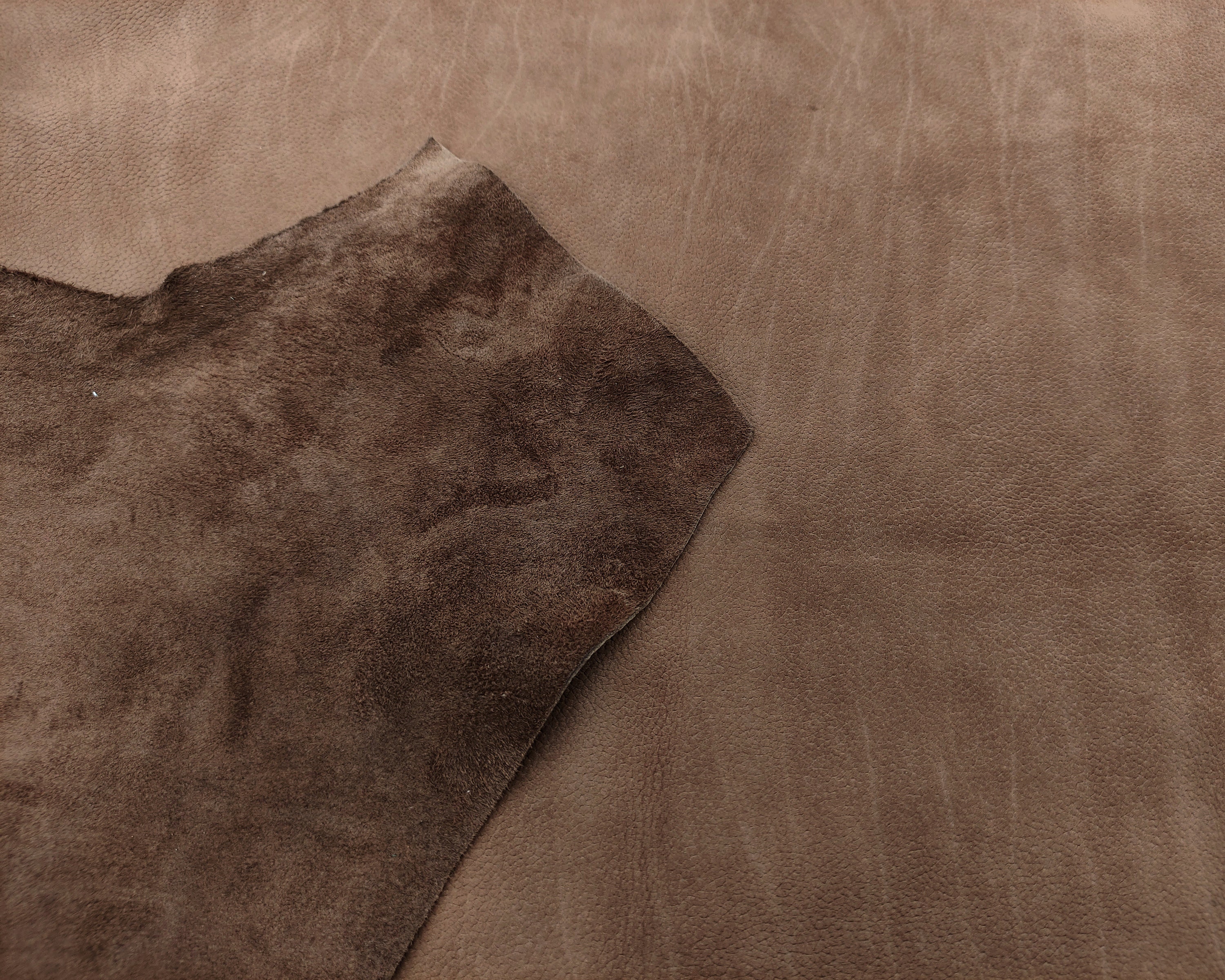 Natural Brown Italian Nubuck Calfskin Leather, Whole Veg Tan Calf Hide ...